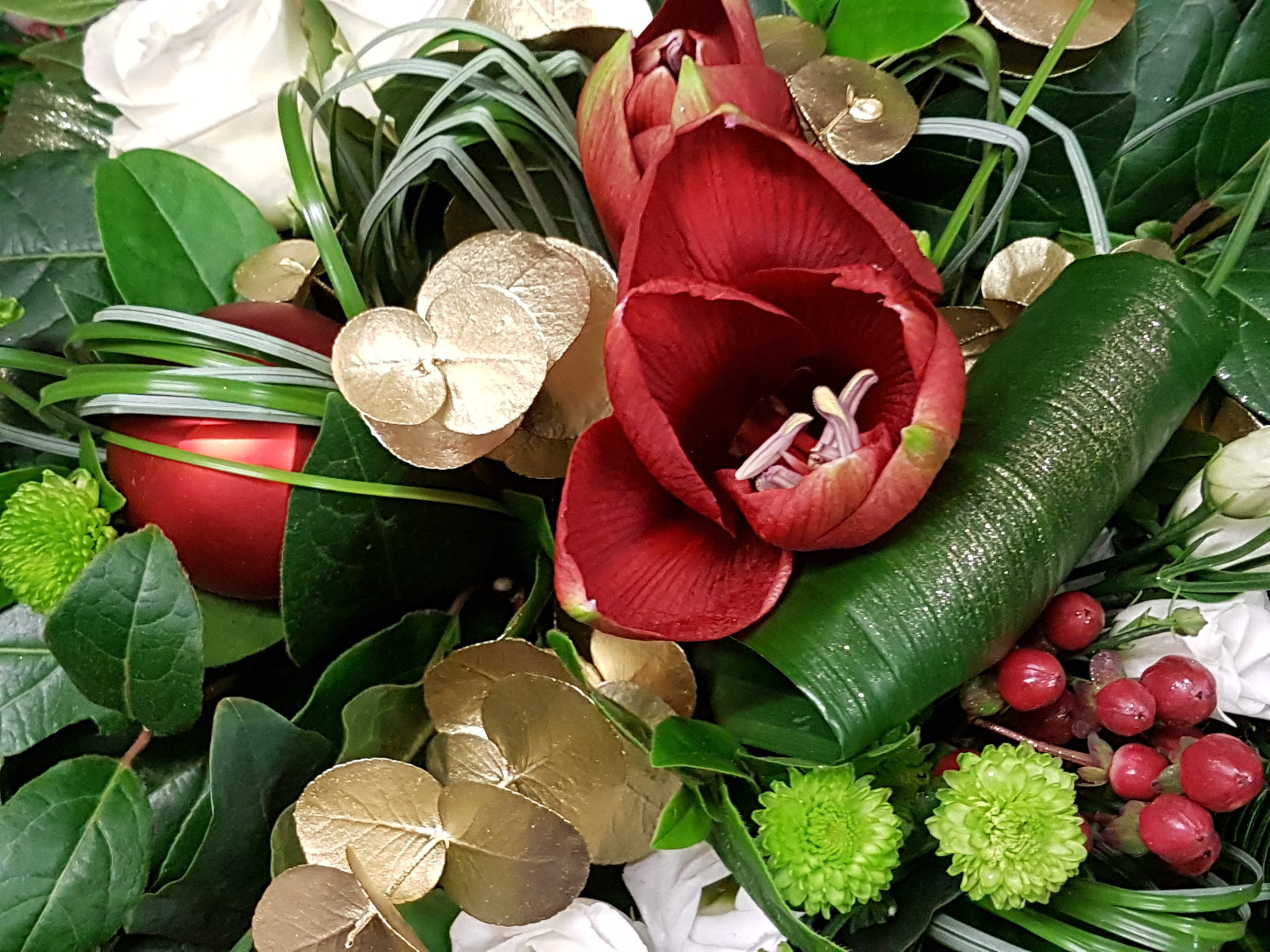 Bouquet Noël rouge – or XL – Jardin d'Alice